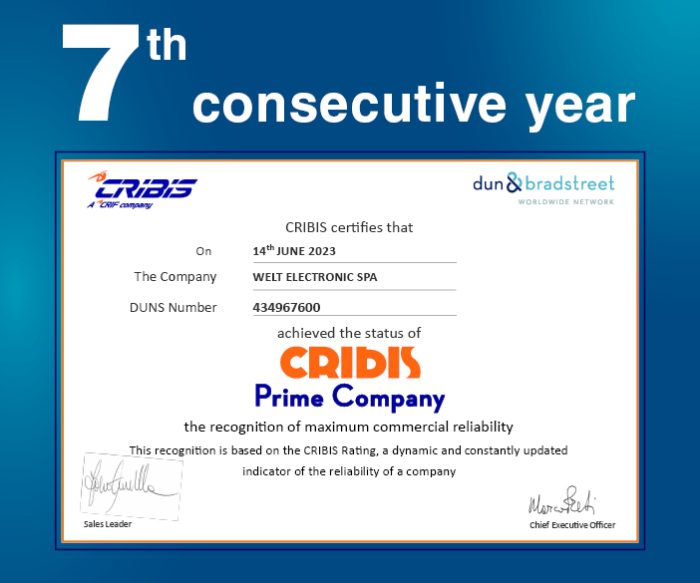 Cribis Prime Company 2023 - Welt Electronic
